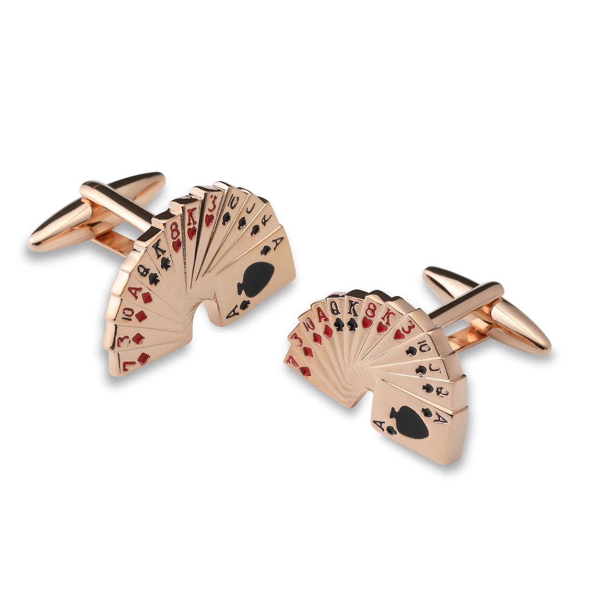 Royal Flush Rose Gold Cufflinks | Men's Wedding Cufflink Accessories | OTAA