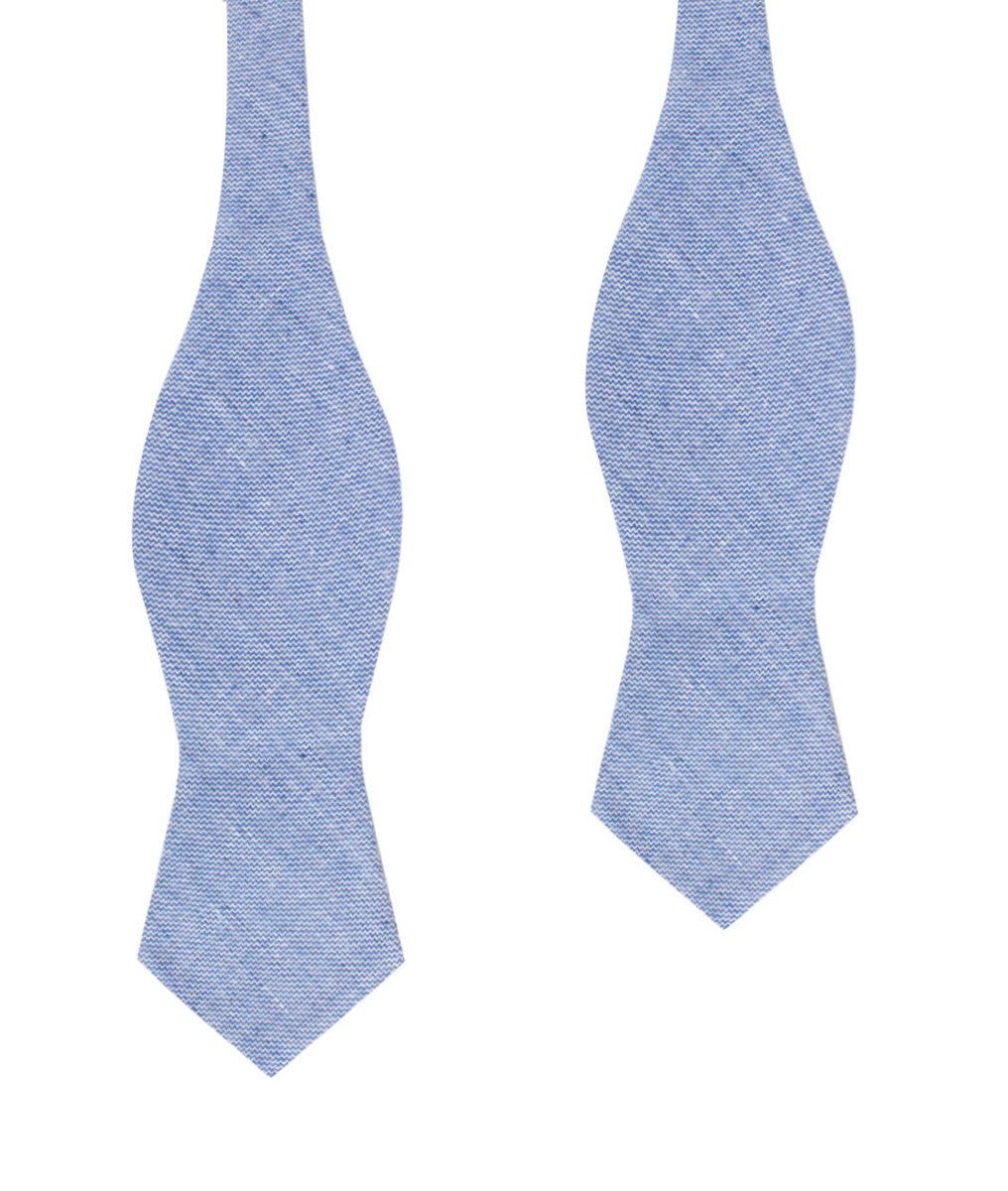 Santorini Blue Zig Zag Linen Diamond Self Bow Tie | Self-Tied Bowties ...