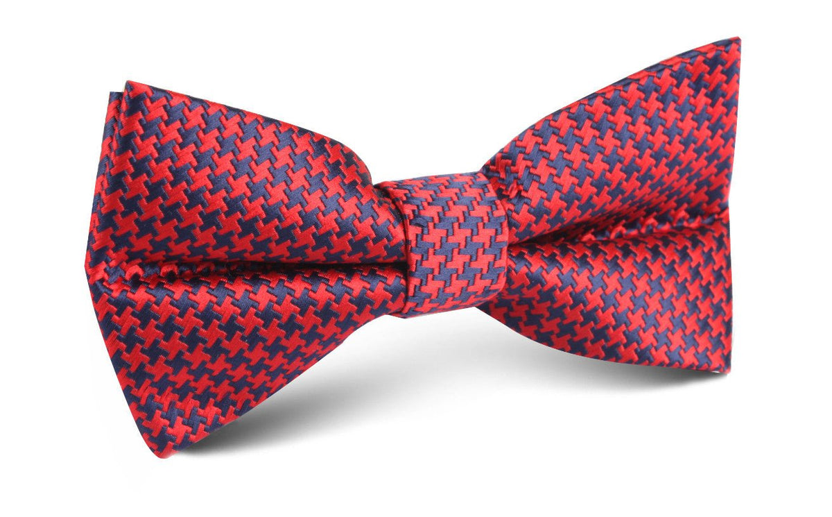 Scarlet Red Houndstooth Bow Tie | Patterned Bowtie | Designer Bow Ties ...