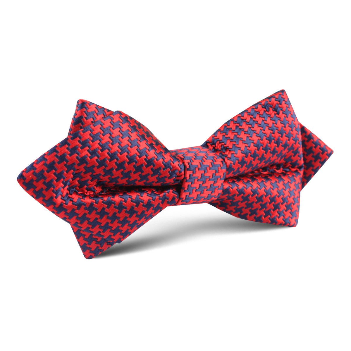 Scarlet Red Houndstooth Diamond Bow Tie | Men's Point Pre-Tied Bowties ...