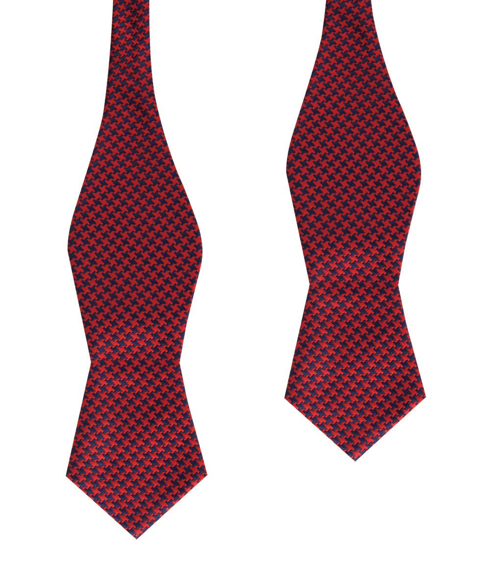 Scarlet Red Houndstooth Diamond Self Bow Tie | Patterned Untied Bowtie ...