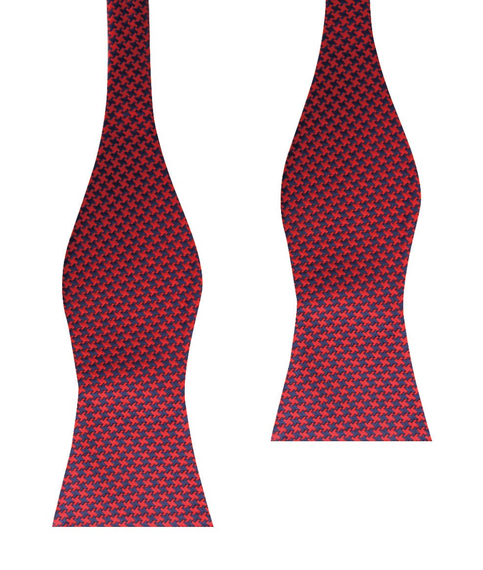 Scarlet Red Houndstooth Self Bow Tie | Red Patterned Self-Tied Bowties ...
