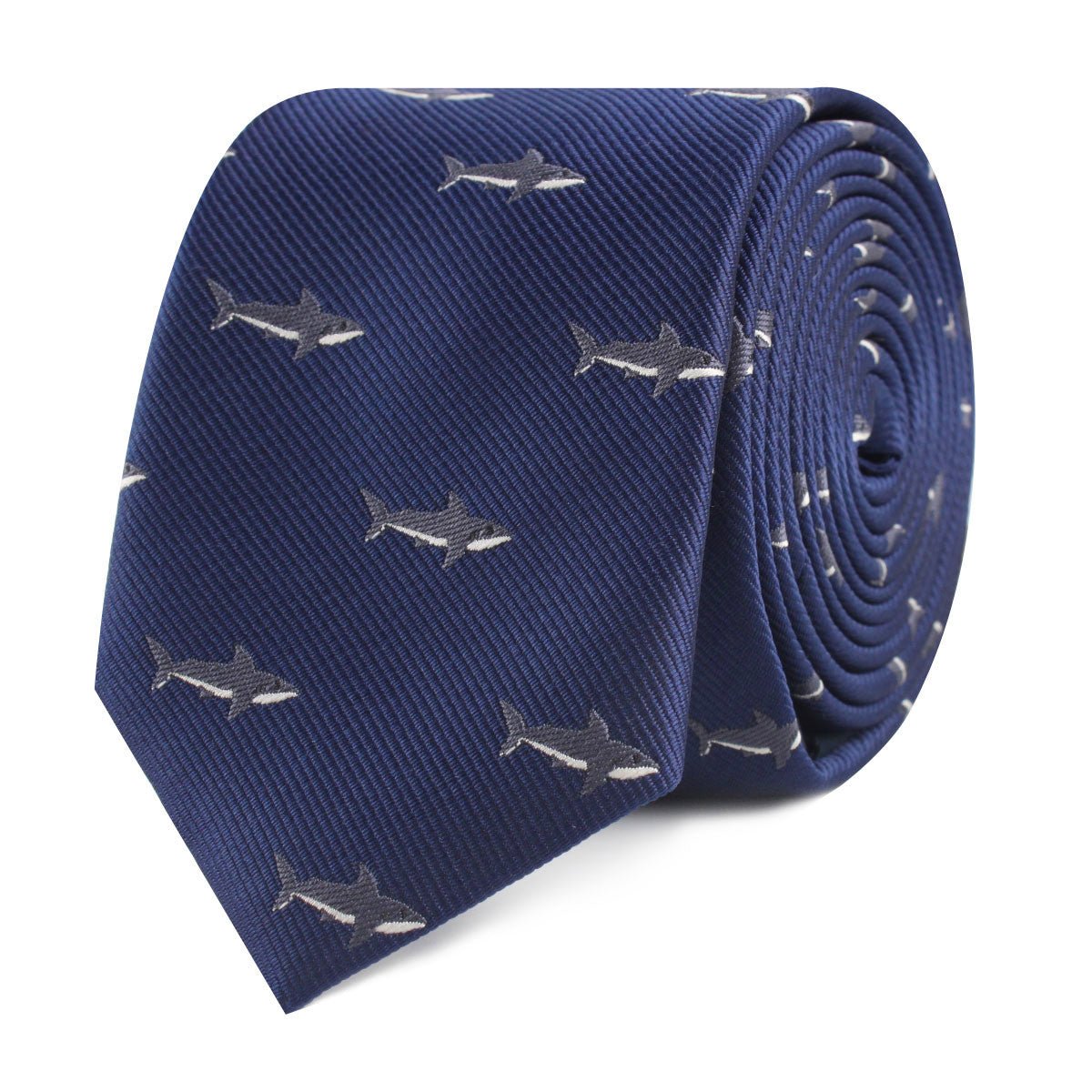 Shark Skinny Tie | Nautical Fish Slim Ties | Mens Animal Thin Neckties ...