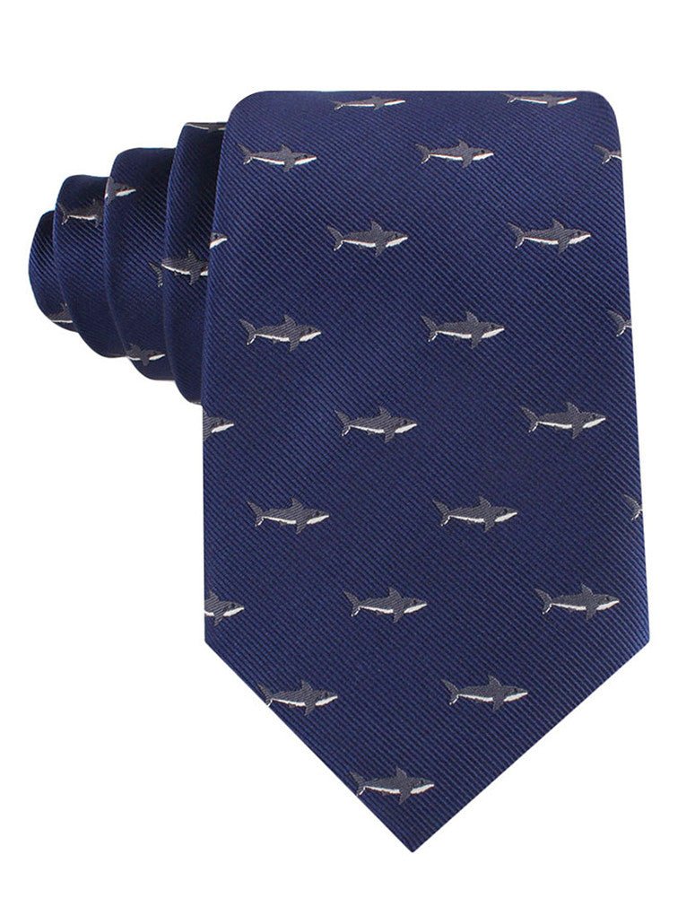 Shark Tie | Nautical Fish Ties | Navy Blue Animal Neckties for Men AU ...