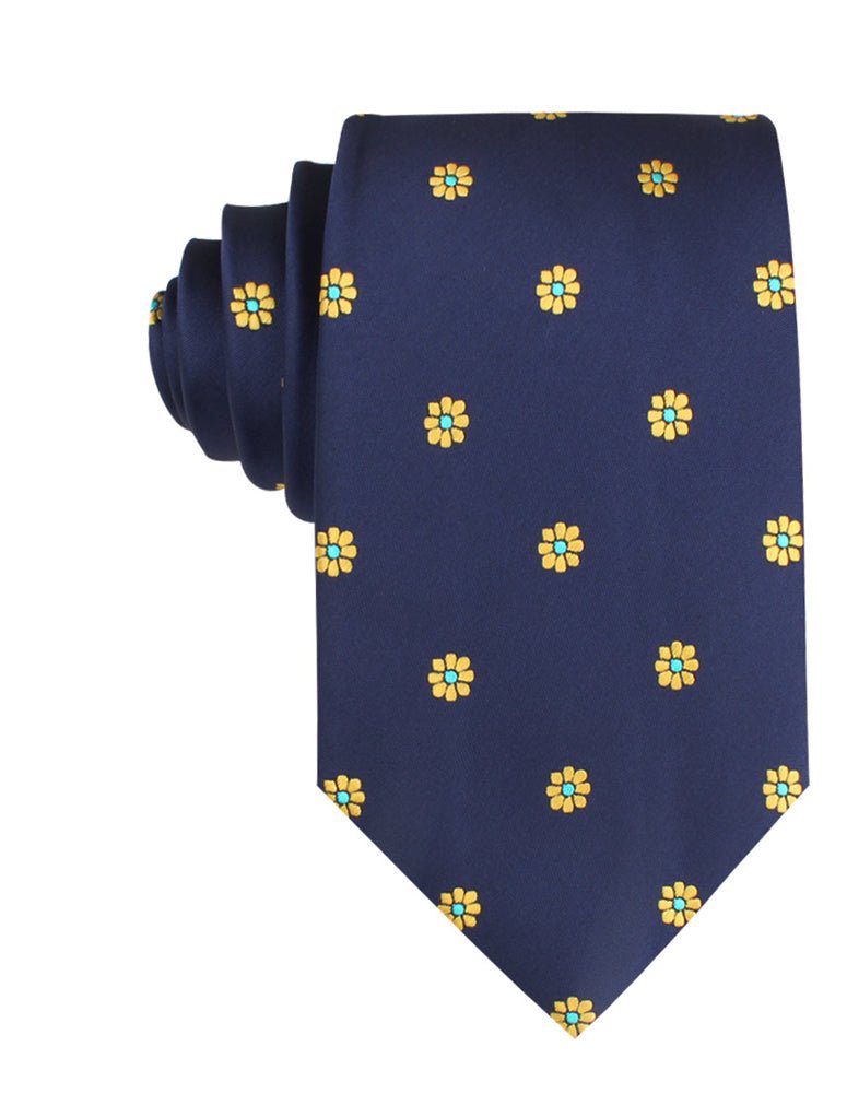 Sunflower Necktie | Navy Blue Floral Tie | Flower Wedding Ties for Men ...