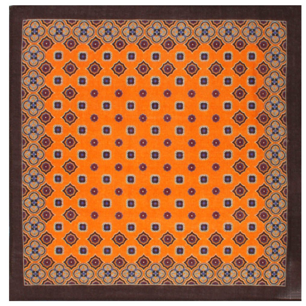 The Merchant of Venom Orange Wool Pocket Square | Men's Suit Italian ...