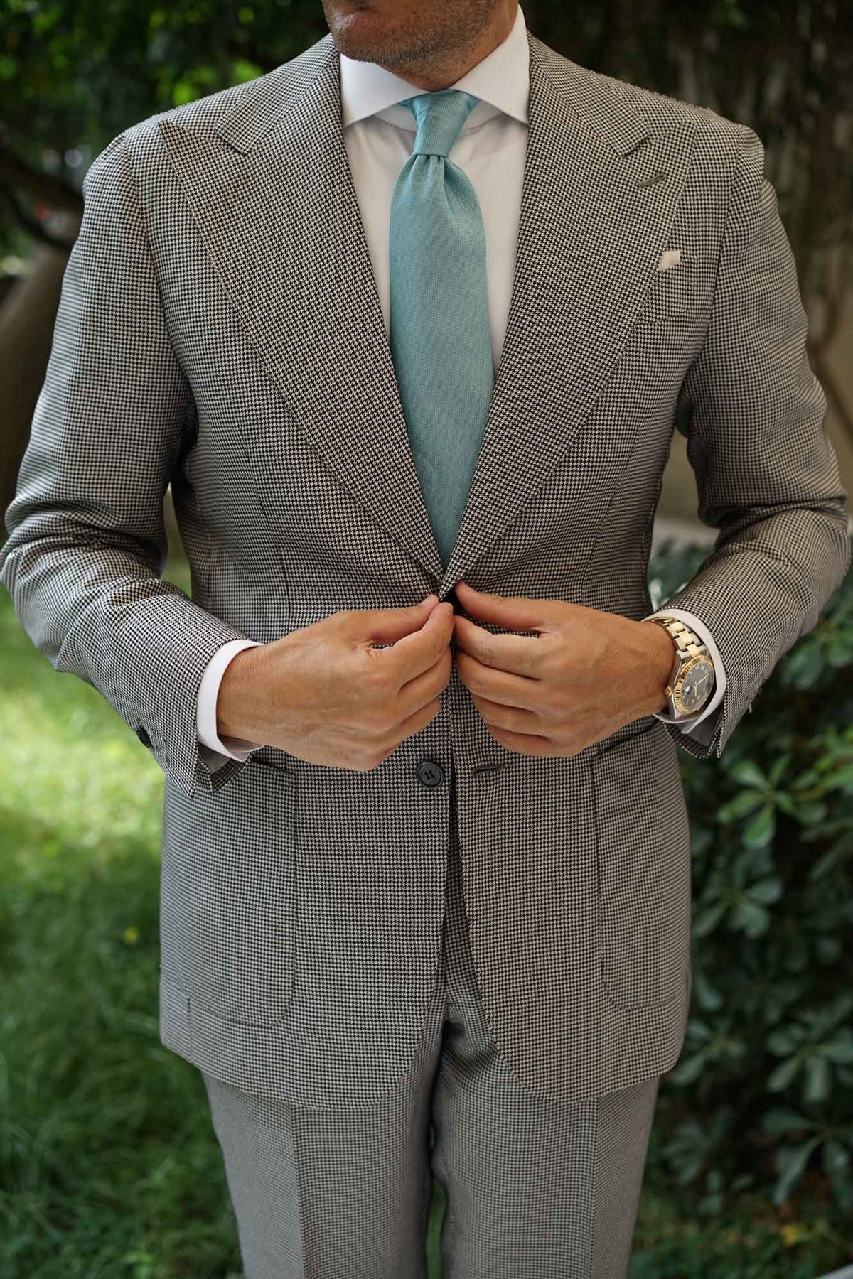 Turkish Teal Blue Weave Necktie | Wedding Ties for Men | OTAA