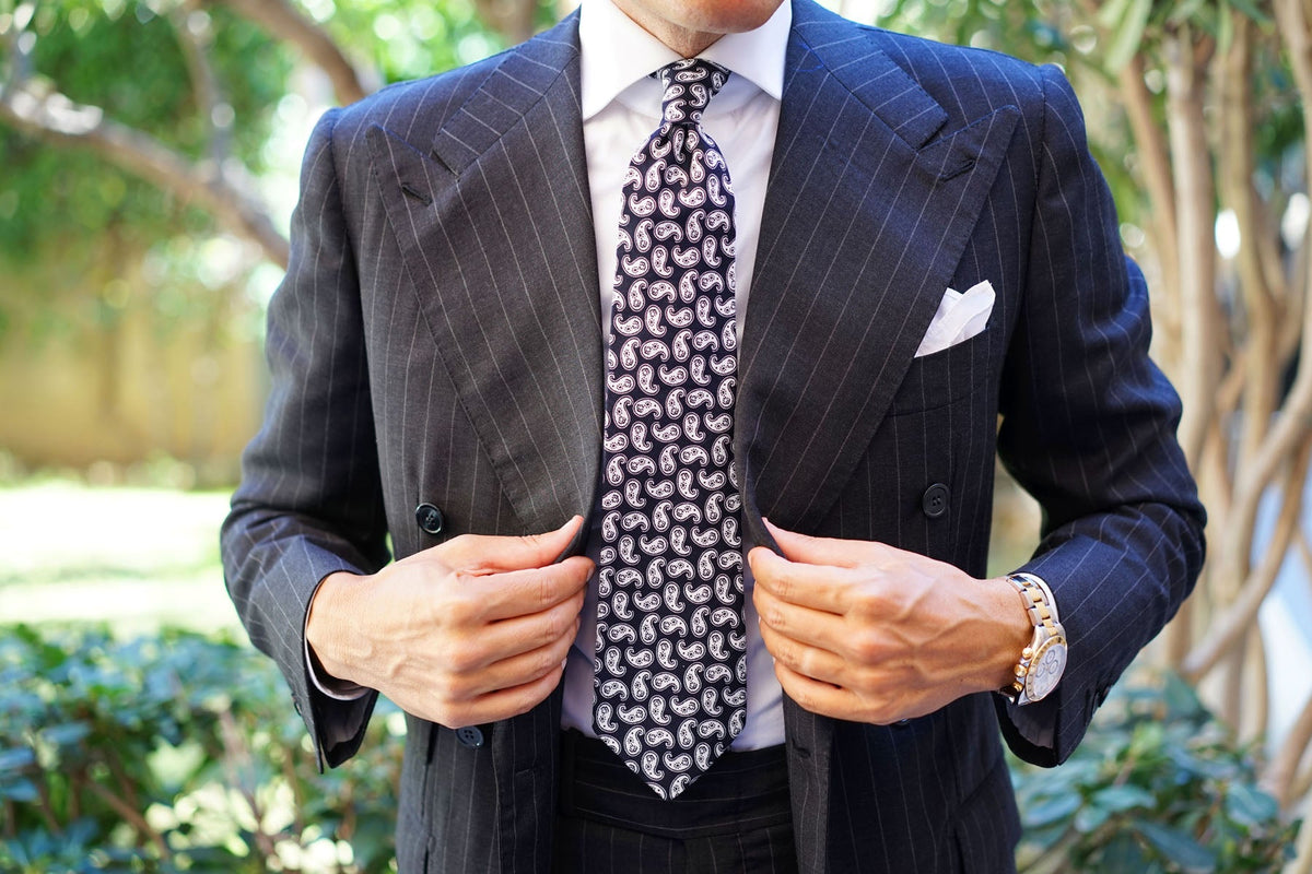 Van Gogh Teardrop Paisley Tie | Navy Blue Pattern Ties | Men's Necktie ...