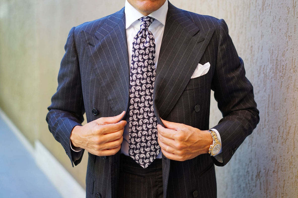 Van Gogh Teardrop Paisley Tie | Navy Blue Pattern Ties | Men's Necktie ...