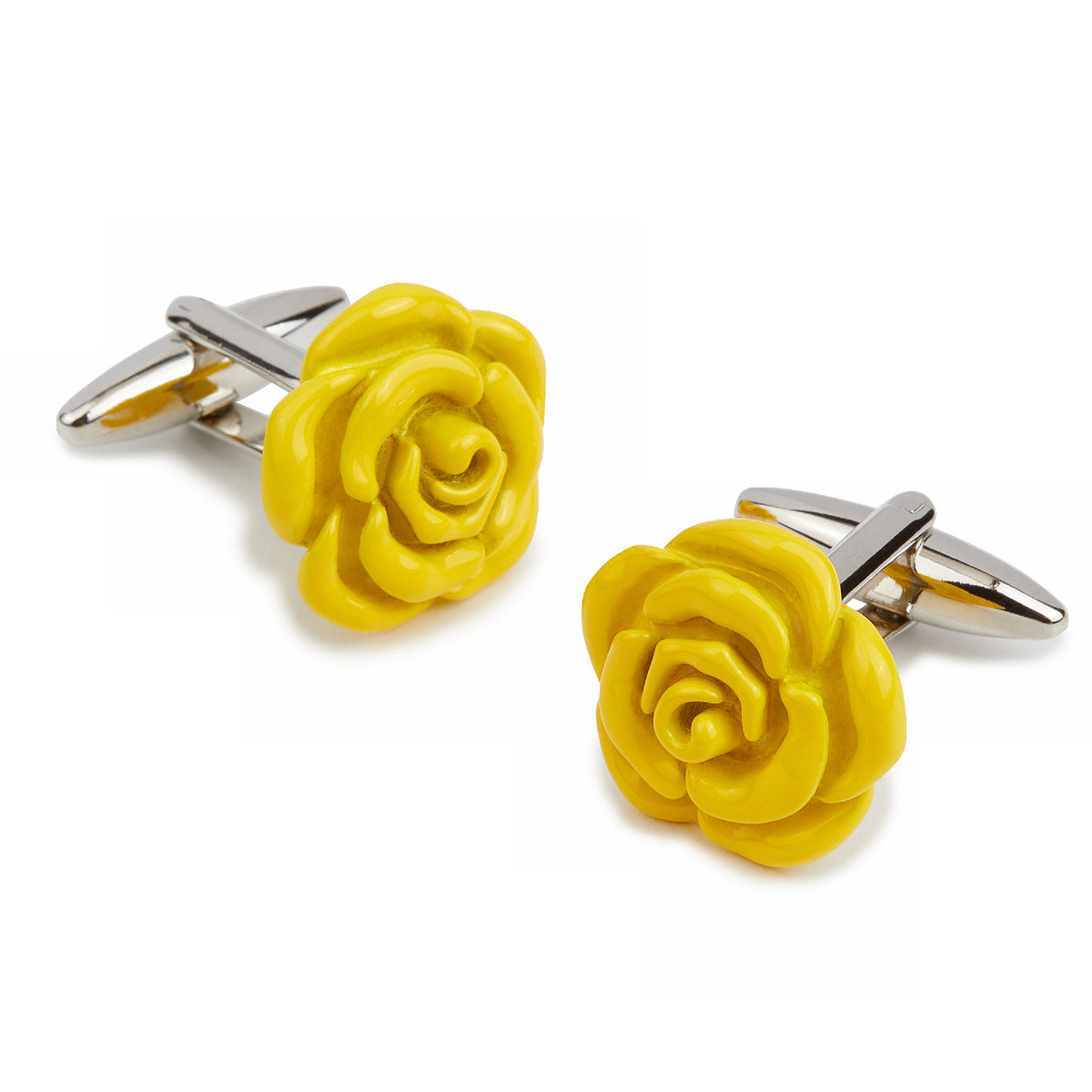 Yellow Rose Metal Cufflinks | Men's Flower Wedding Cufflink | OTAA