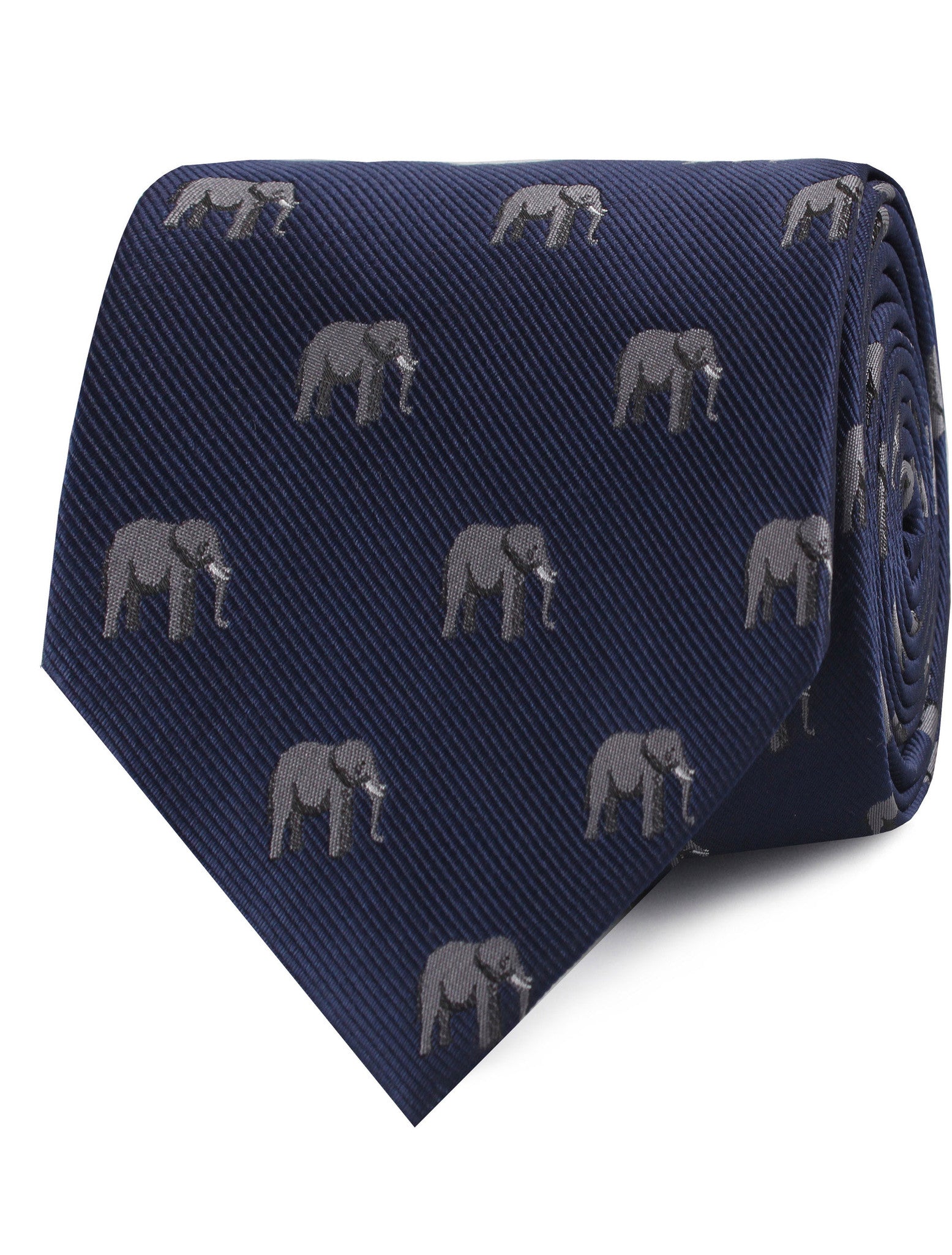 African forest Elephant Tie | Mens Animal Tie | Navy Blue Pattern Ties ...