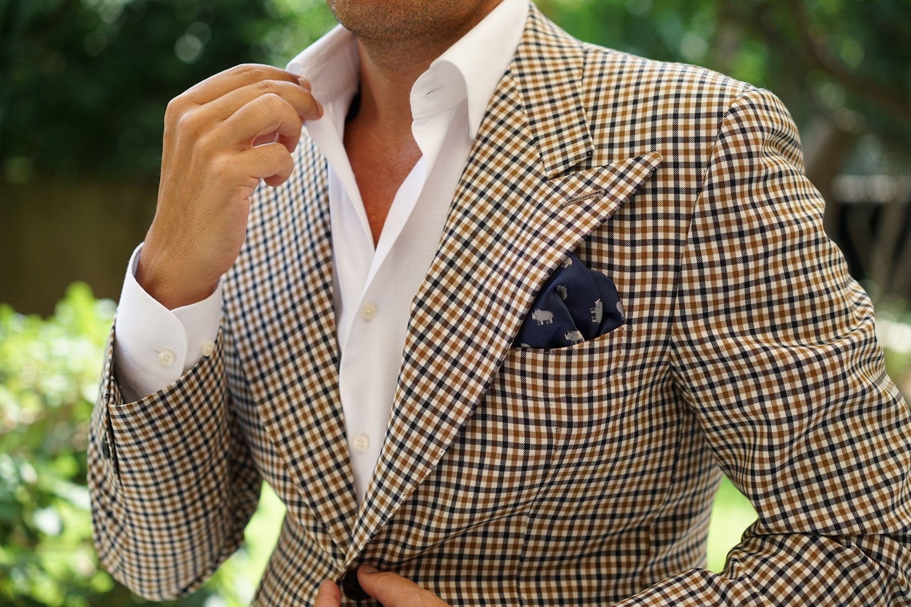 African Rhino Pocket Square | Animal Men Handkerchief | OTAA