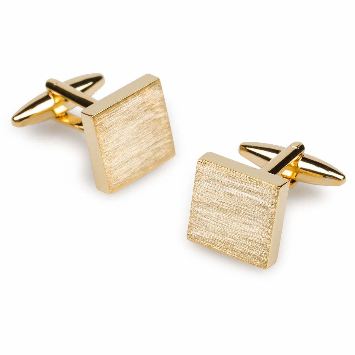 Alexandria Brushed Gold Square Cufflinks | Swank Plated Cuff Links | OTAA