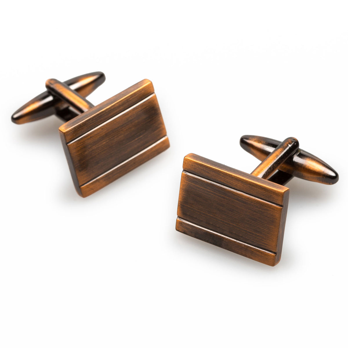 Bateman Antique Copper Cufflinks | Rectangle Stripes Cufflink | OTAA