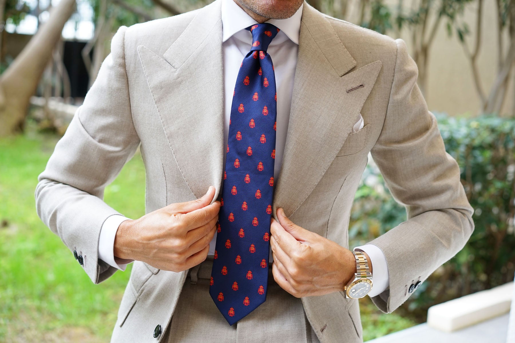 Angry Robot Necktie | Shop Men's Ties | Novelty Navy Blue Ties Online ...