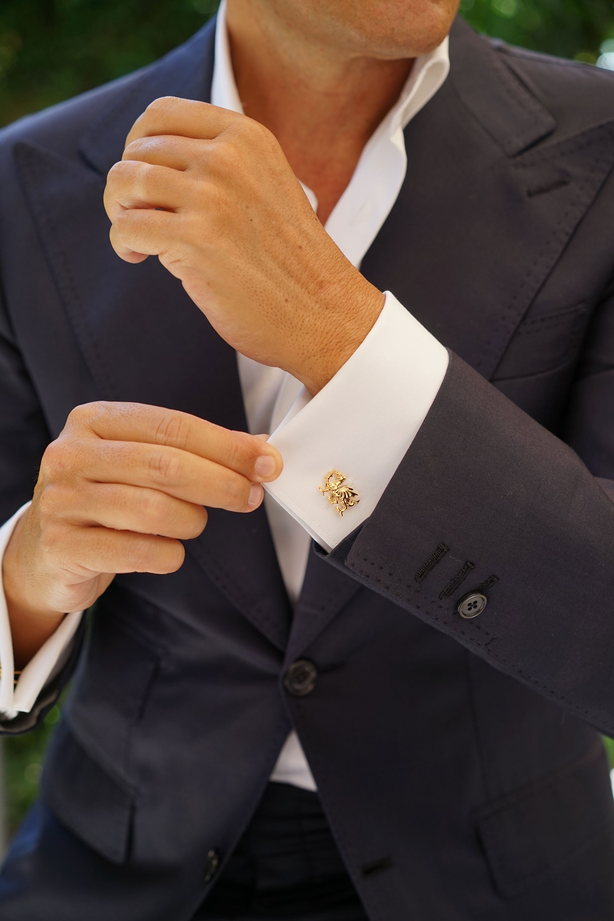Antique Gold Welsh Dragon Cufflinks | Fantasy Heraldic Mens Cuff Links ...