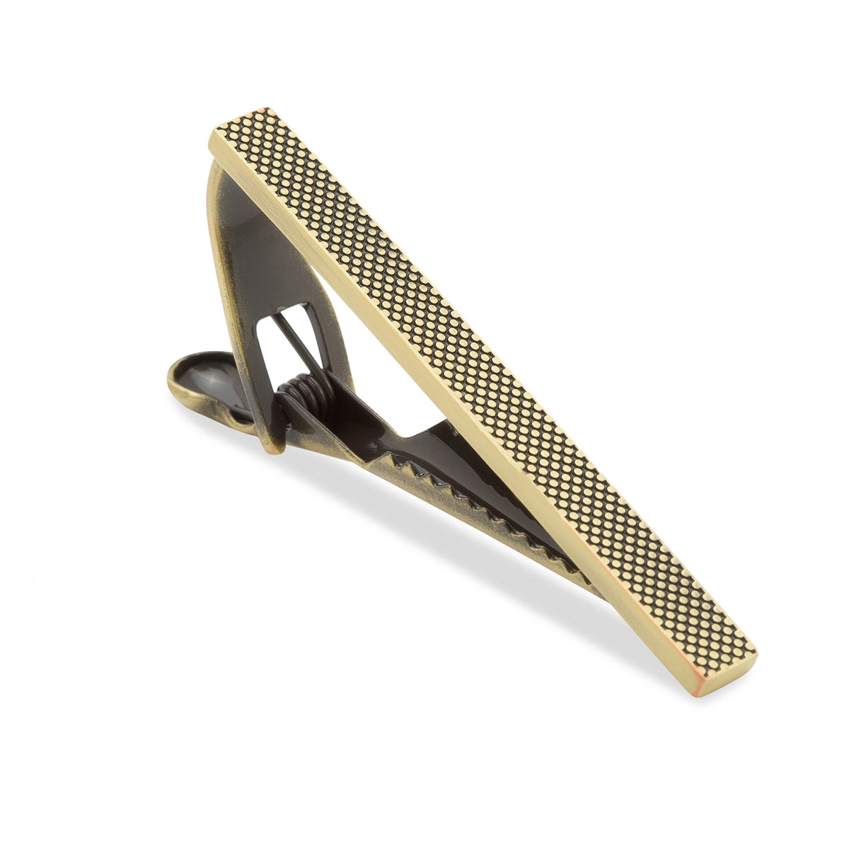 Antique Brass Dimpled Tie Bar | Vintage Bronze Dotted Clasp Tie Clip | OTAA