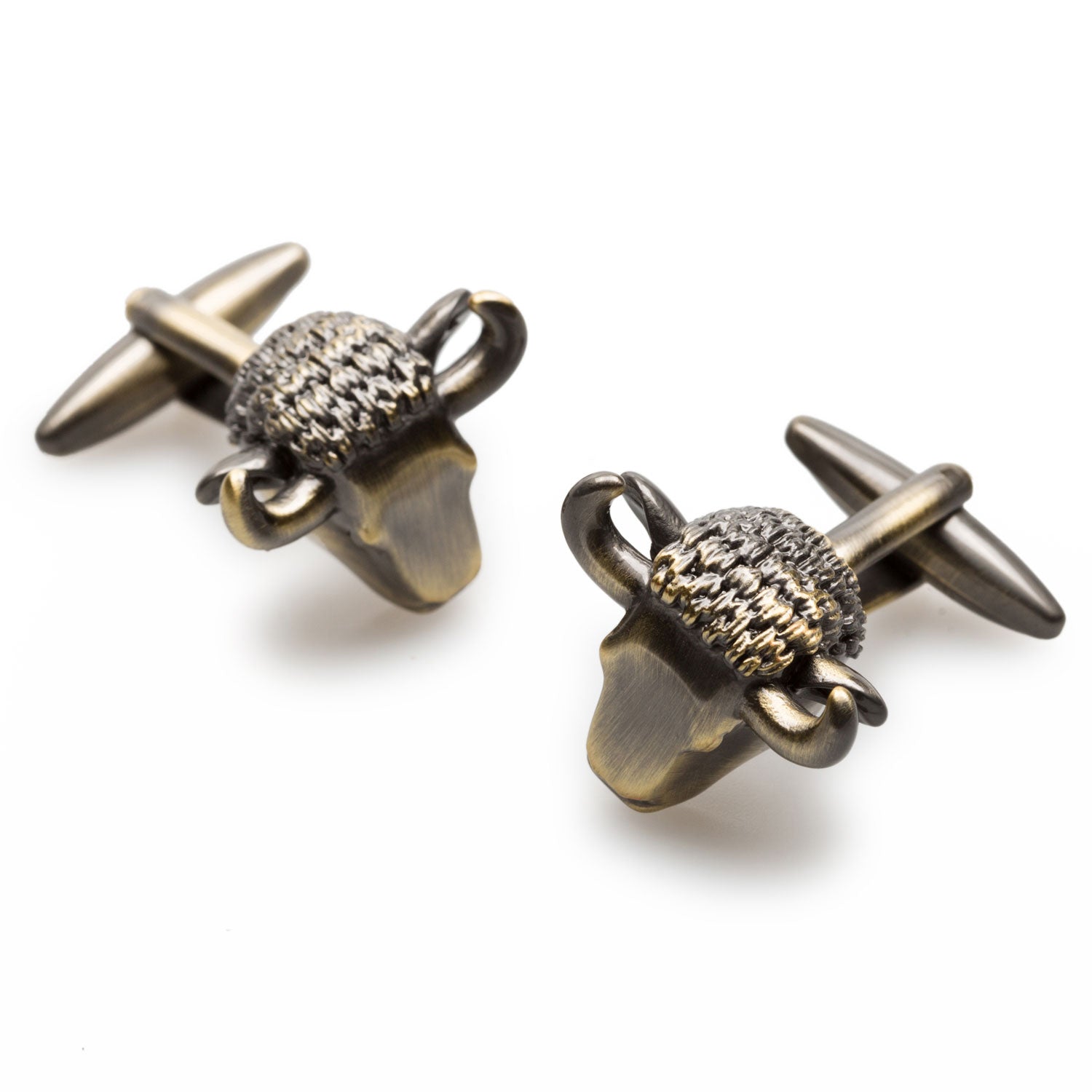 Antique Brass Wall Street Bull Cufflinks | Cow Animal Head Cuff Links ...