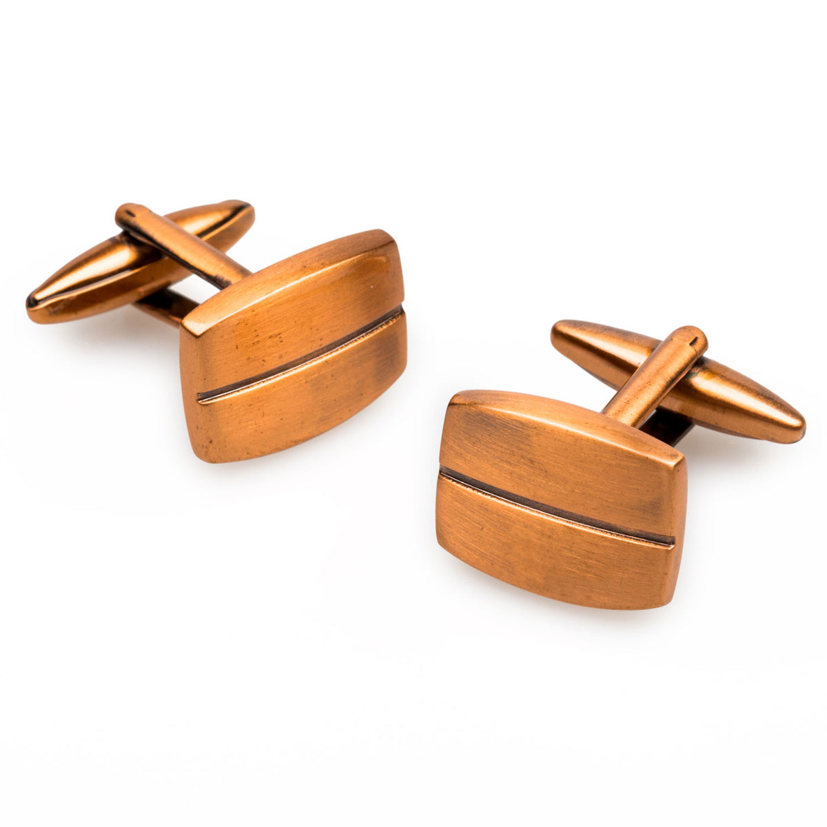 Antique Copper Pesci Cufflinks | Divided Rectangle Men Cuff Links | OTAA