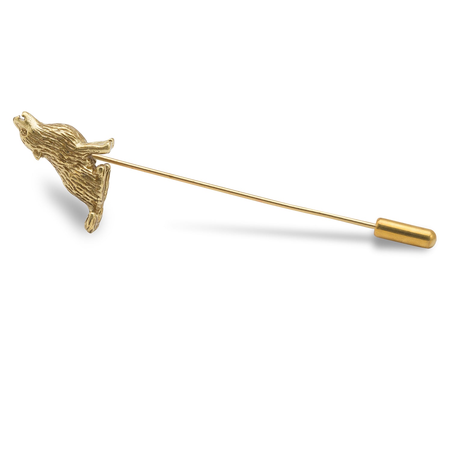 Antique Gold Howling Wolf Lapel Pin | Animal Metal Suit Lapel Pins | OTAA