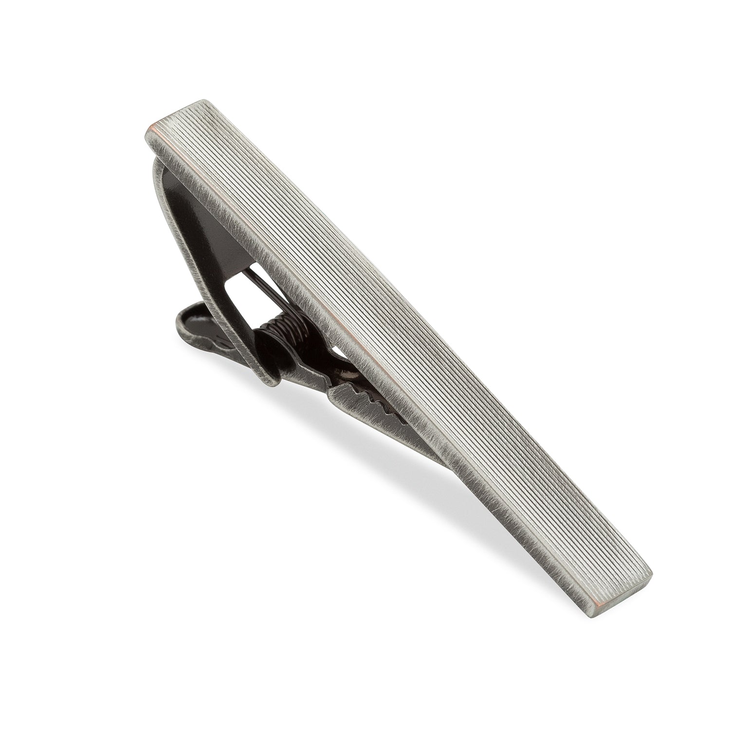 Antique Silver Horizontal Lines Tie Bar | Etched Fine Stripe Tie Clip ...