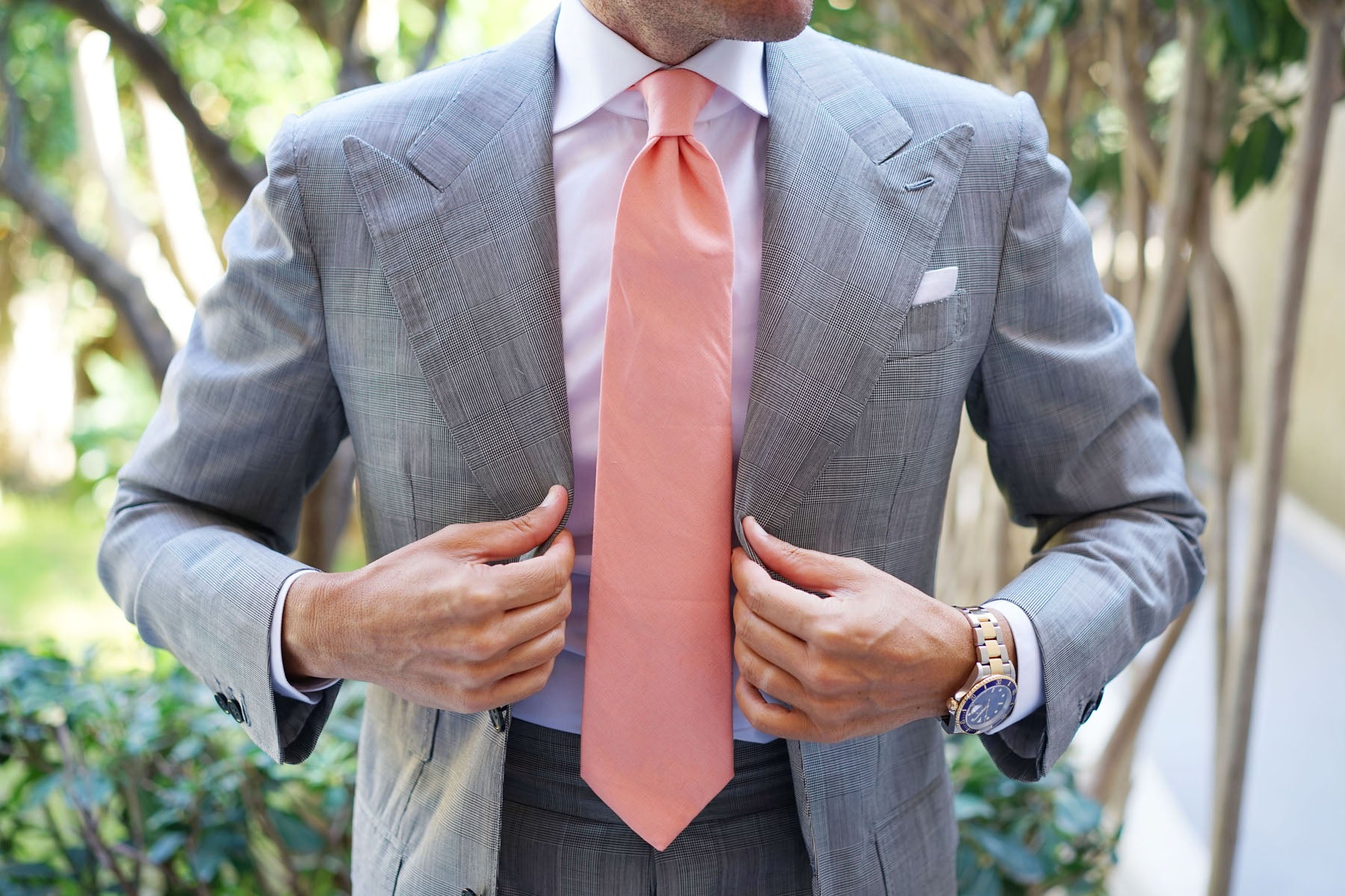 Apricot Peach Slub Linen Necktie | Orange Pink Tie | Mens Wedding Ties ...