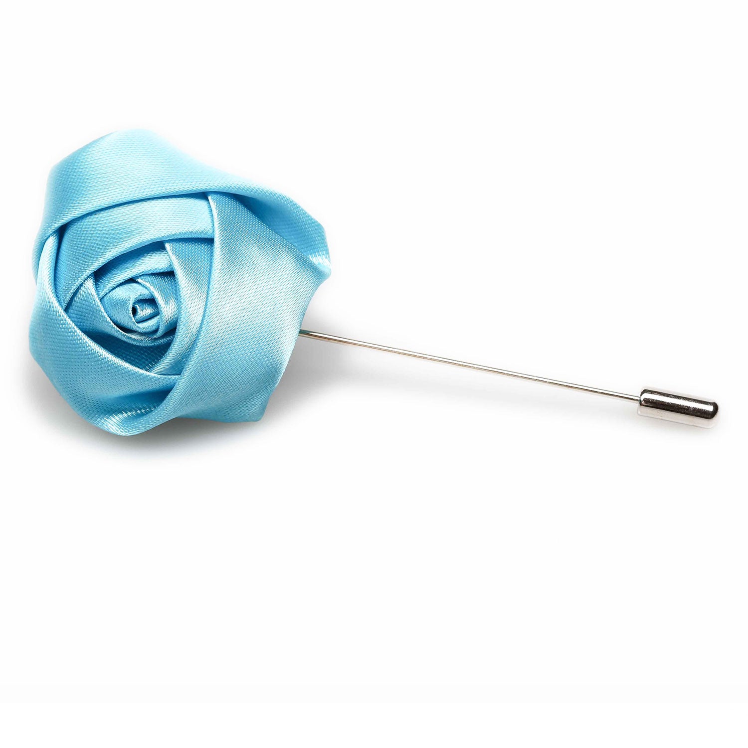 Aqua Blue Satin Rose Lapel Pin | Mens Rosebud Flower Boutonniere Pins ...