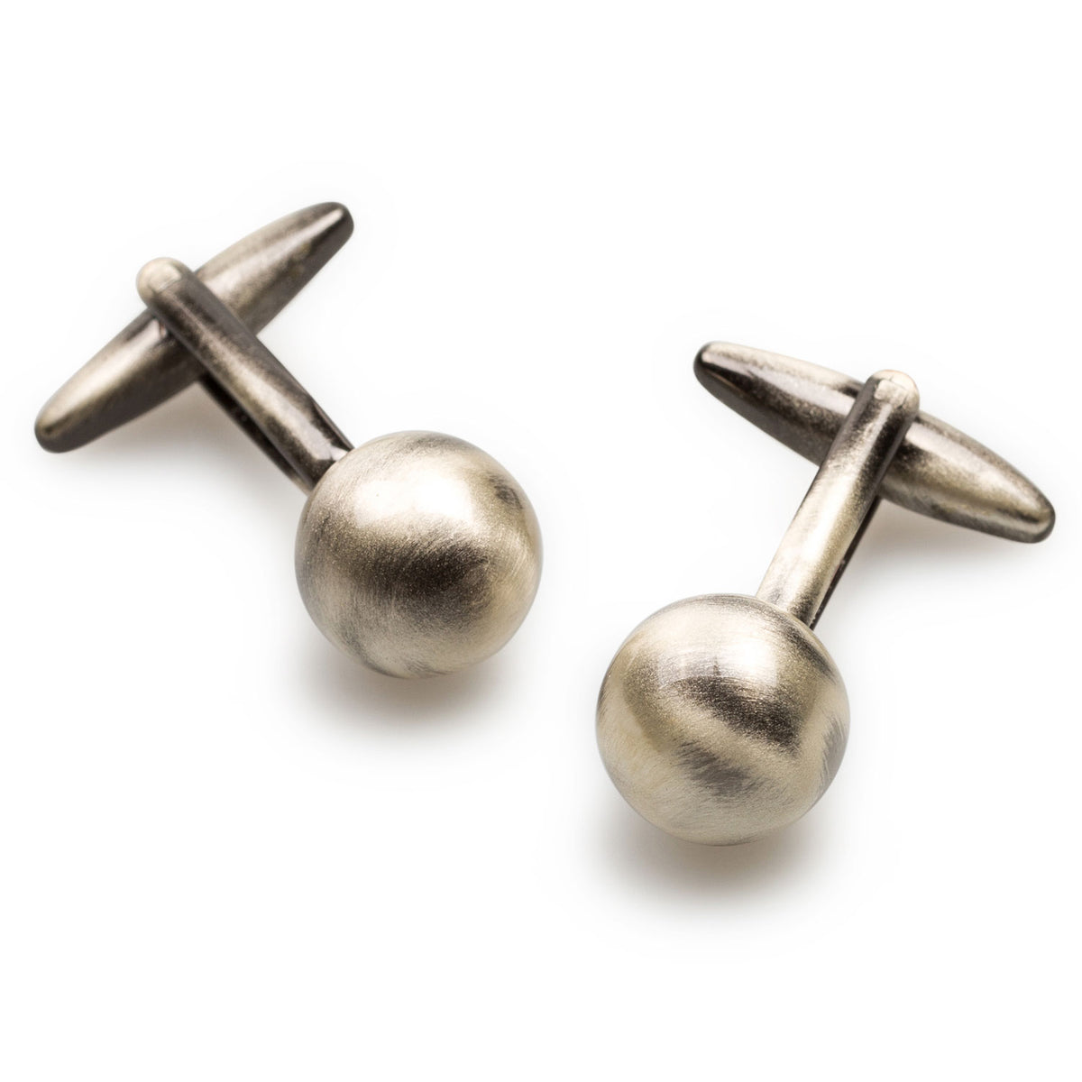 Arcene Antique Silver Cufflinks | Classic Ball Sphere Round Cuff Links ...