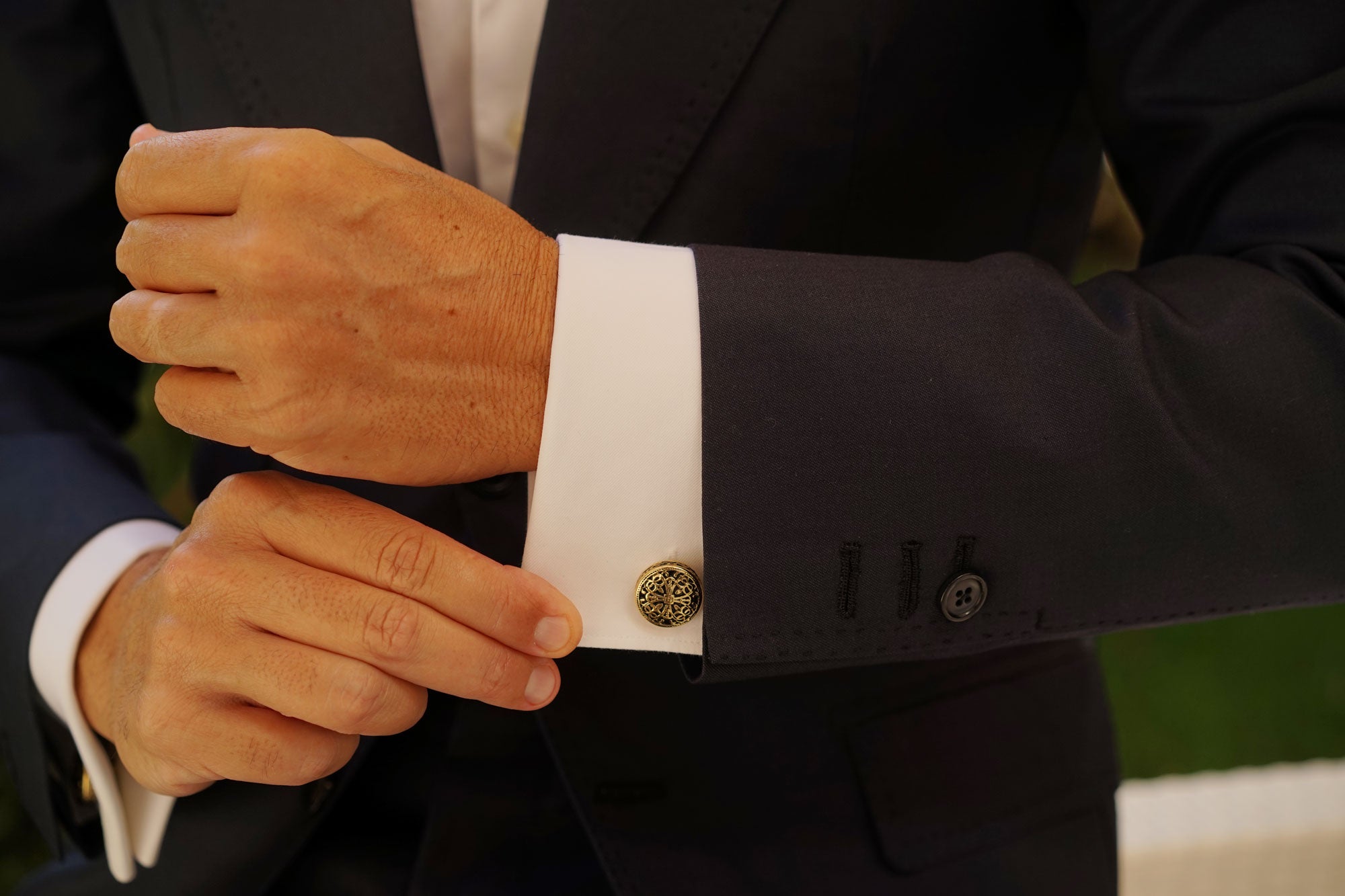 Augustus Caesar Gold Cufflinks | Swank Antique Roman Round Cuff links ...