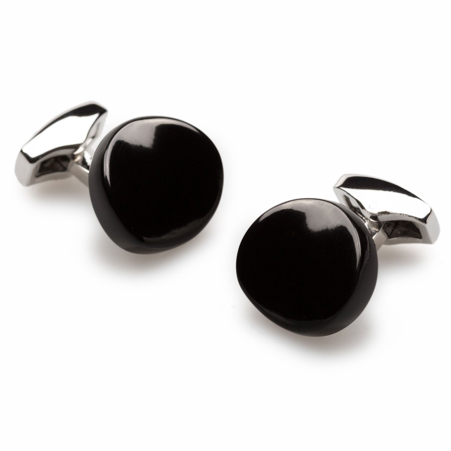 Fortress Black Stone Cufflinks | Luxury Round Gemstone Silver Cufflink ...