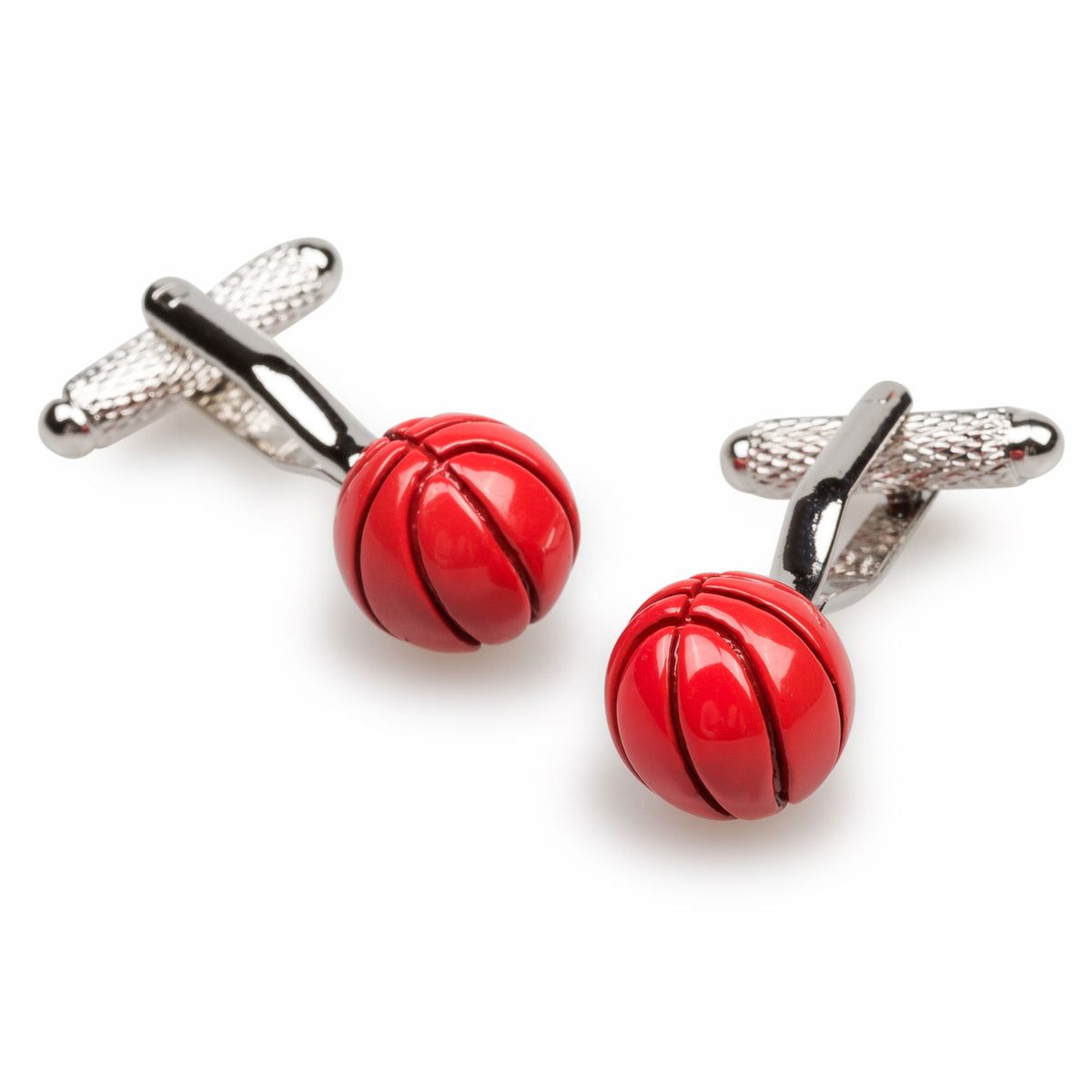 Basketball Cufflinks | Red Ball Cuff Links | Silver Sports Cufflink | OTAA
