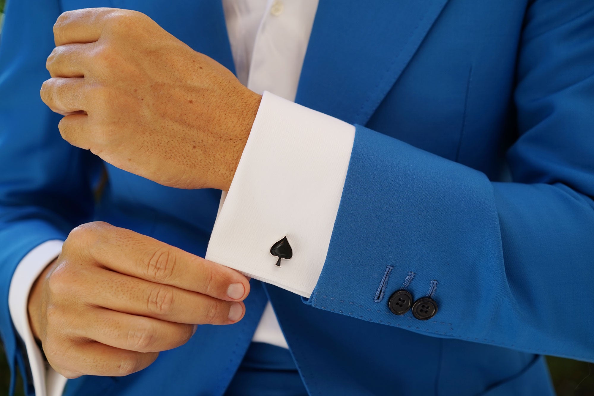 Black Spade Cufflinks | Poker Game Casino Playing Card Cuff Links | OTAA