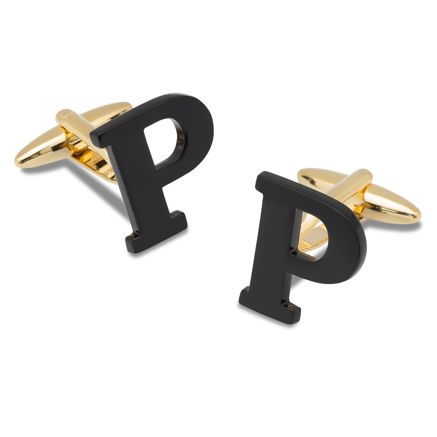 Black And Gold Letter P Cufflinks | Personalised Monogrammed Cufflink ...