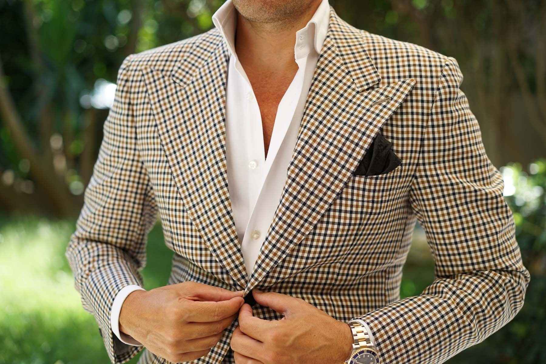 Black Pattern Pocket Square | Mens Suit Handkerchief | Australia | OTAA