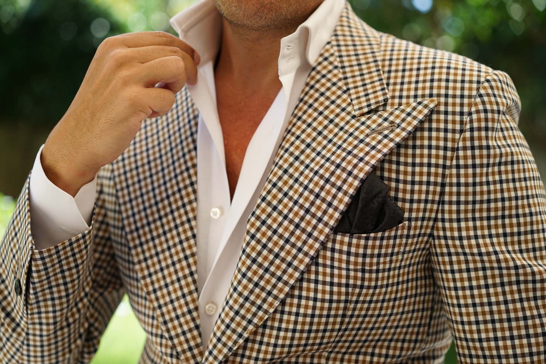 Black Pattern Pocket Square | Mens Suit Handkerchief | Australia | OTAA