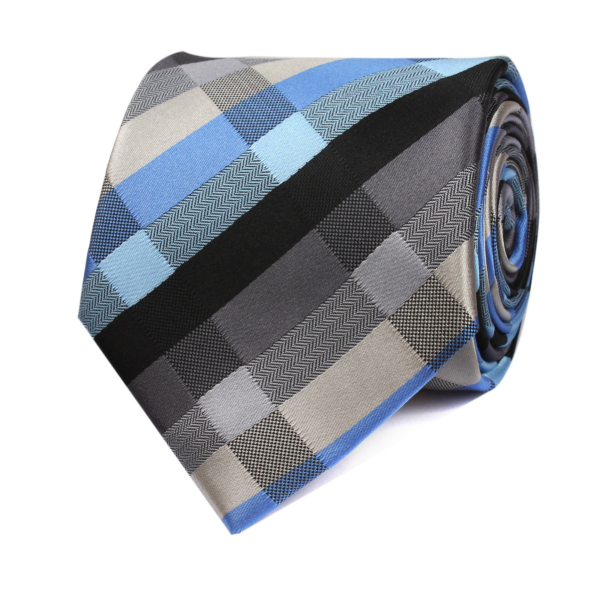 Grey Blue Check Pattern Tie | Men's Plaid Ties | Designer Neckties AU ...
