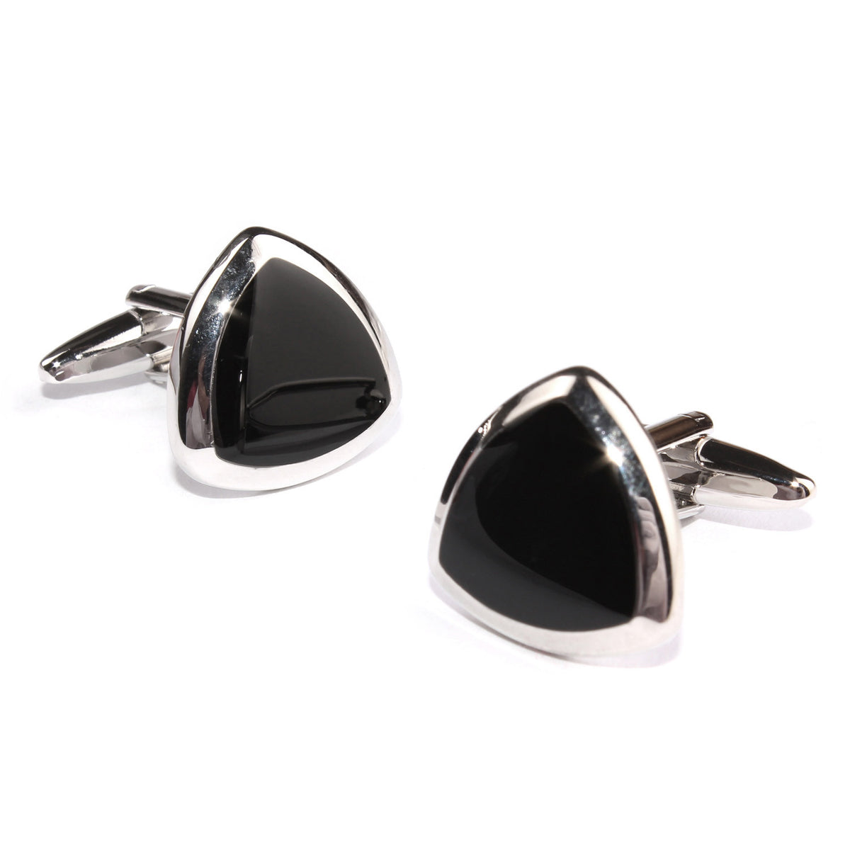 Black and Silver Avengers Shield Cufflinks | Triangle Gem Cuff Links | OTAA
