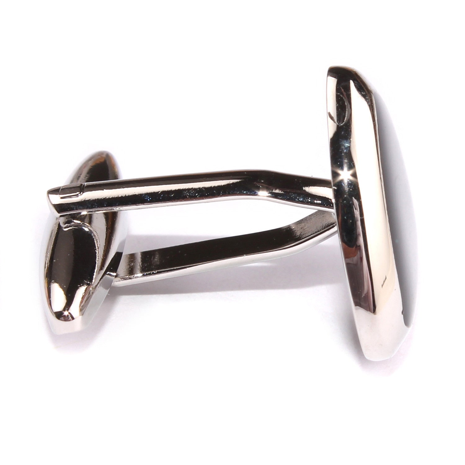 Black and Silver Avengers Shield Cufflinks | Triangle Gem Cuff Links | OTAA