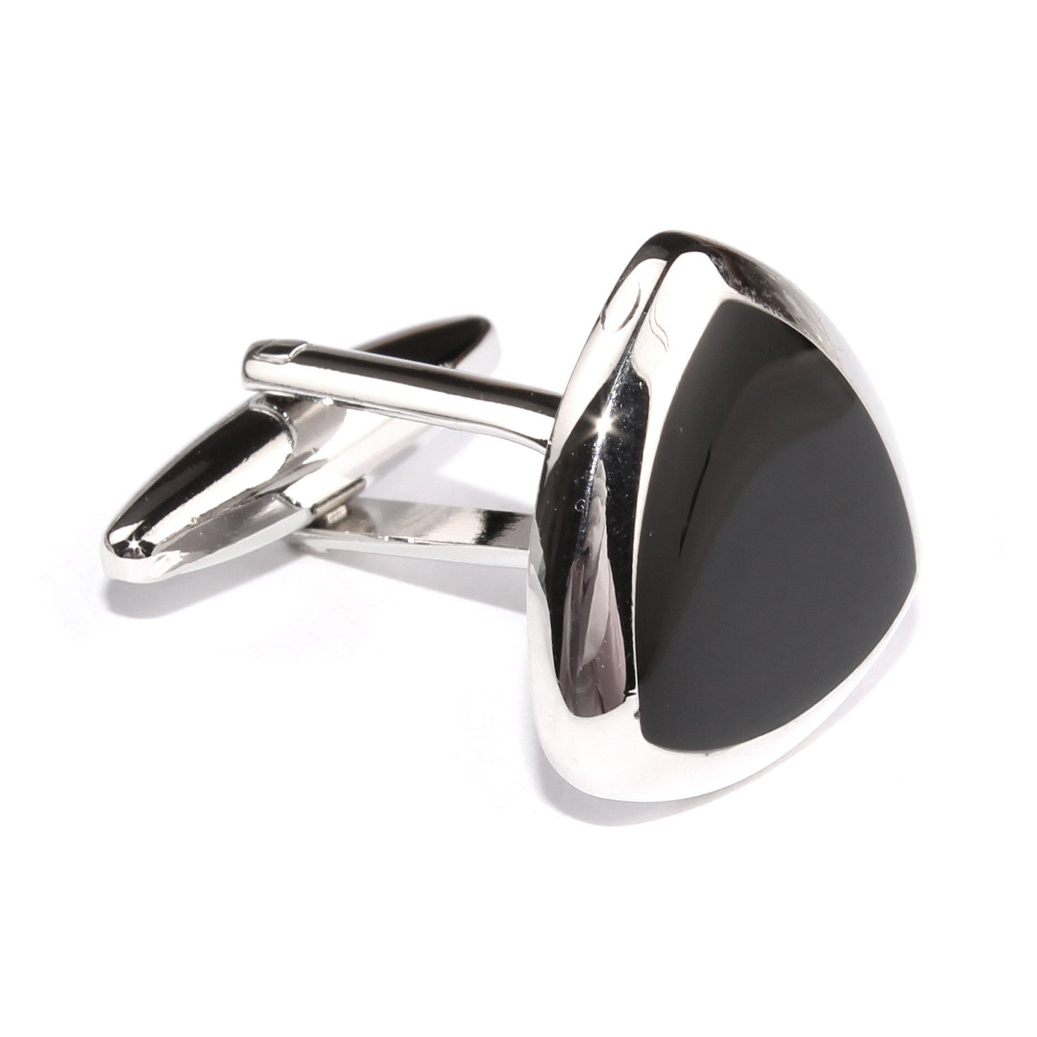 Black and Silver Avengers Shield Cufflinks | Triangle Gem Cuff Links | OTAA