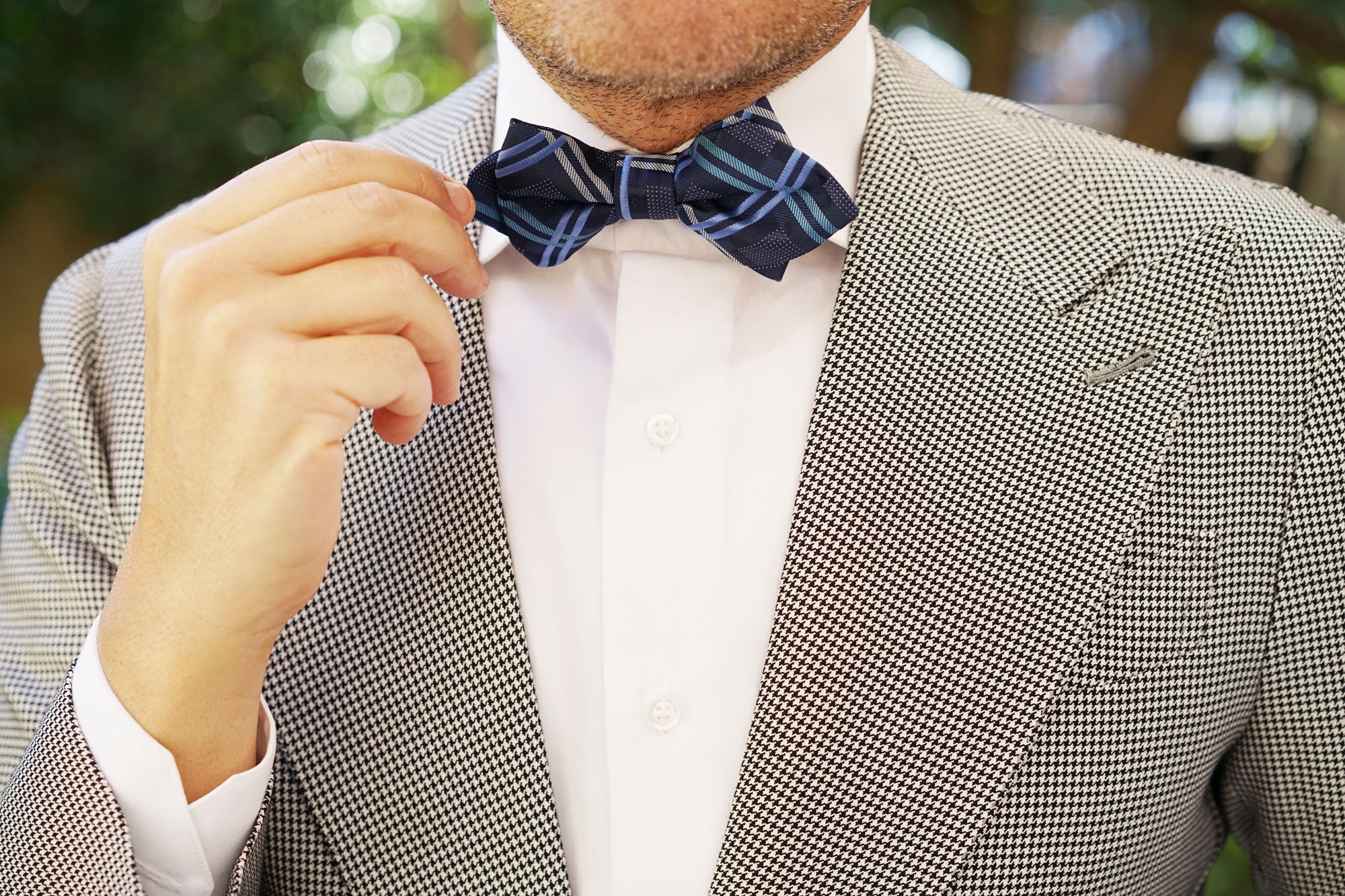 Blue X Diamond Bow Tie | Plaid Point Bow Ties | Men's Patterned Bowtie ...