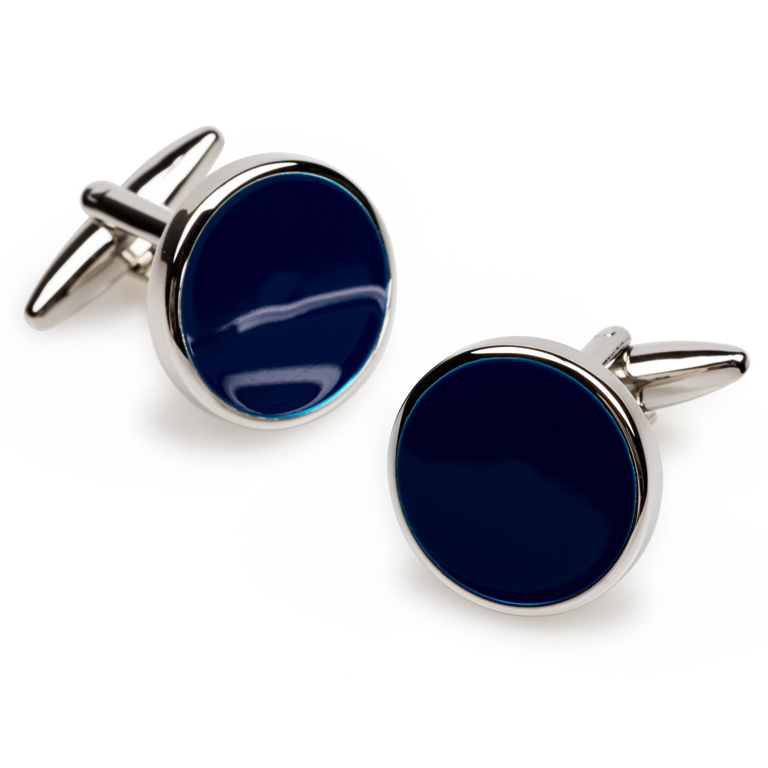 Blue Elixir Stone Cufflinks | Classic Silver Rimmed Round Cuff Links | OTAA