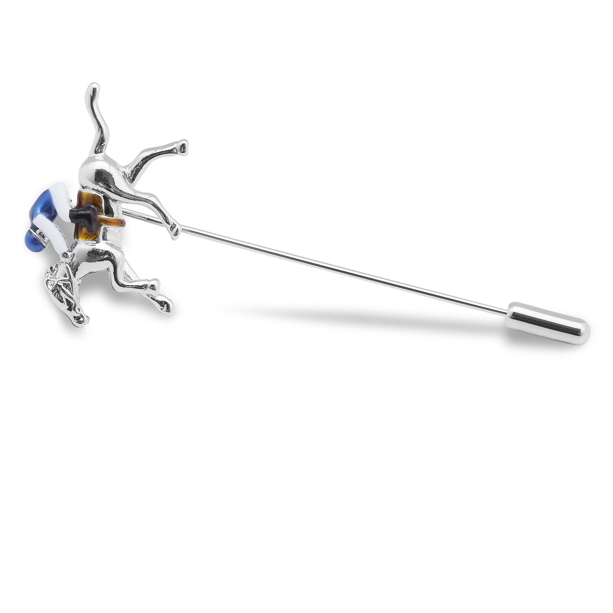 Blue Jockey Racehorse Lapel Pin | Horse Racing Silver Metal Lapel Pins ...