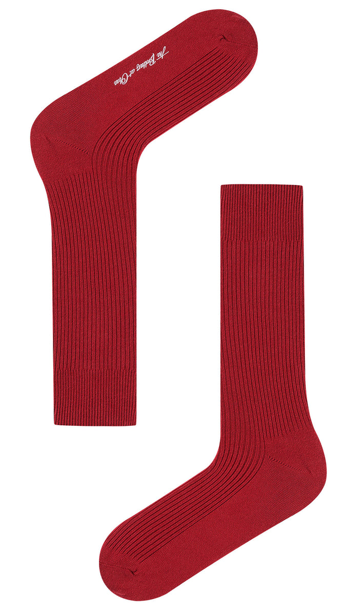 Burgundy Ribbed Socks | Men's Casual Solid Red Cotton Crew Dress Socks ...