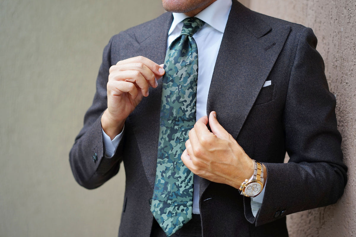 Camouflage Army Green Tie | Camo Military Ties | Cool Neckties for Men ...