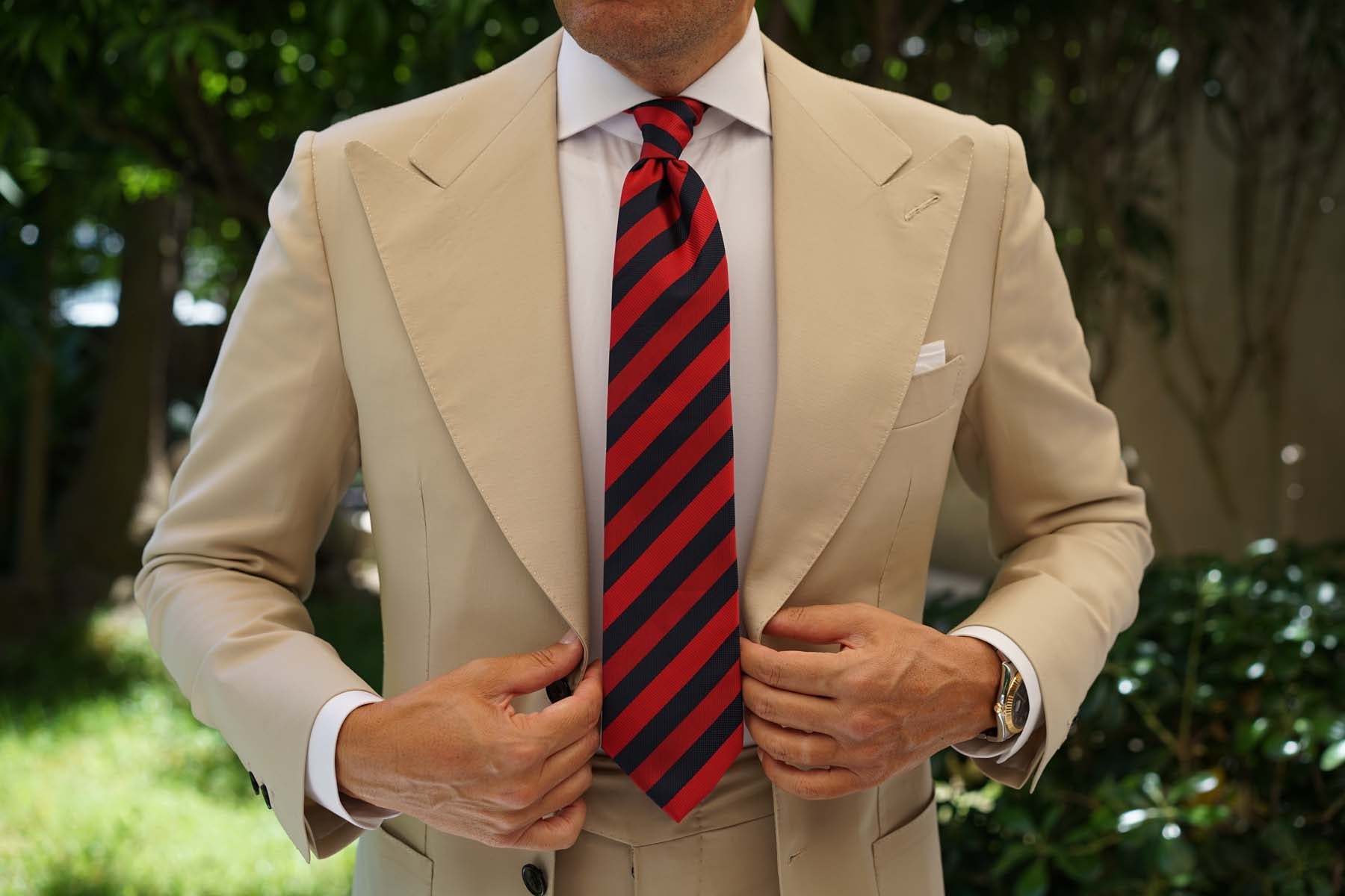 Canterbury Red & Navy Blue Striped Necktie | Mens Army Regimental Ties ...