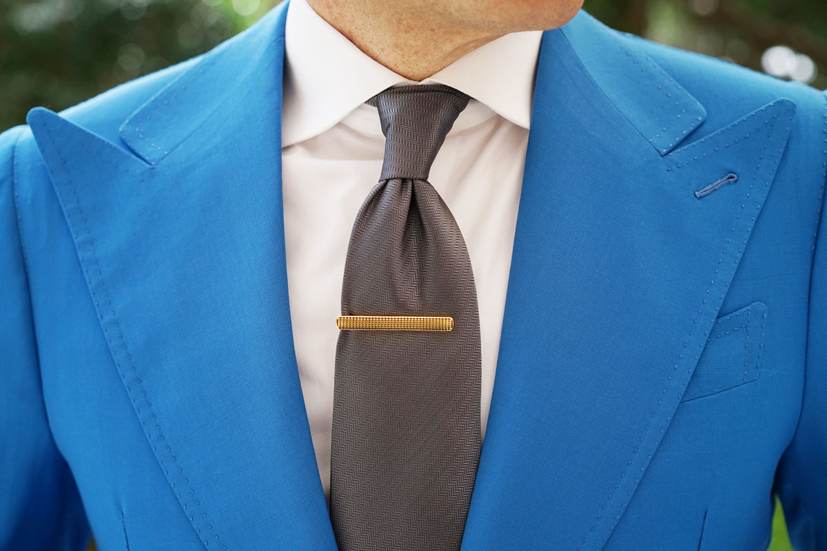 Royale Gold Tie Bar | Swank Round Studded Black Tie Clip Bars | OTAA