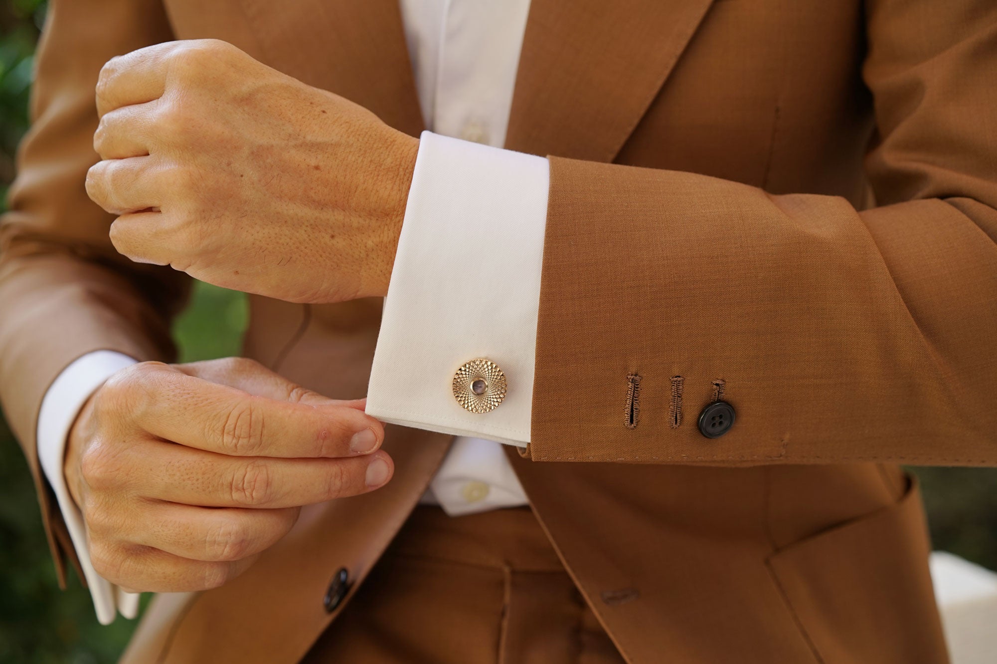 Royale Rose Gold Cufflinks | Classic Diamond Cut Round Cufflink | OTAA