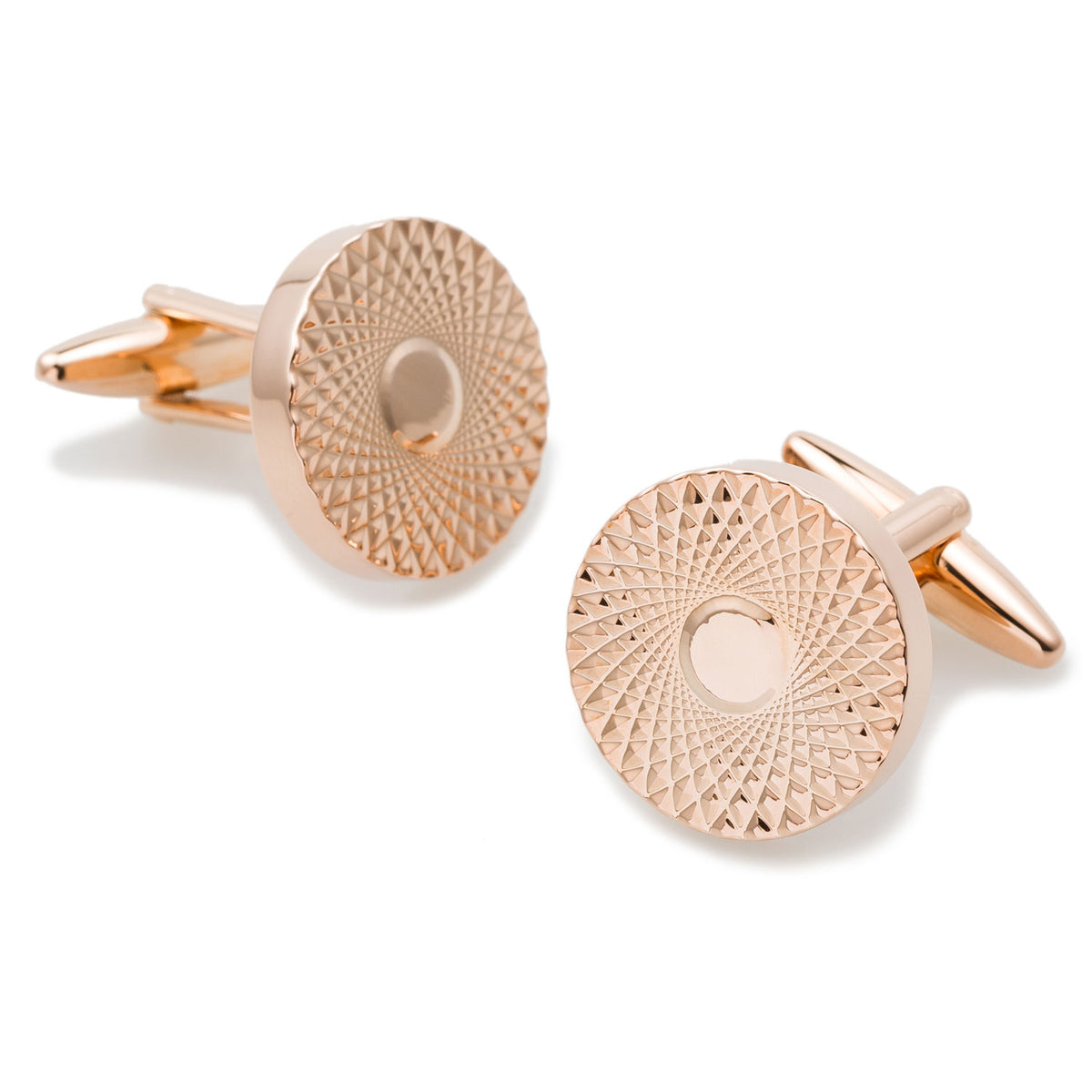 Royale Rose Gold Cufflinks | Classic Diamond Cut Round Cufflink | OTAA