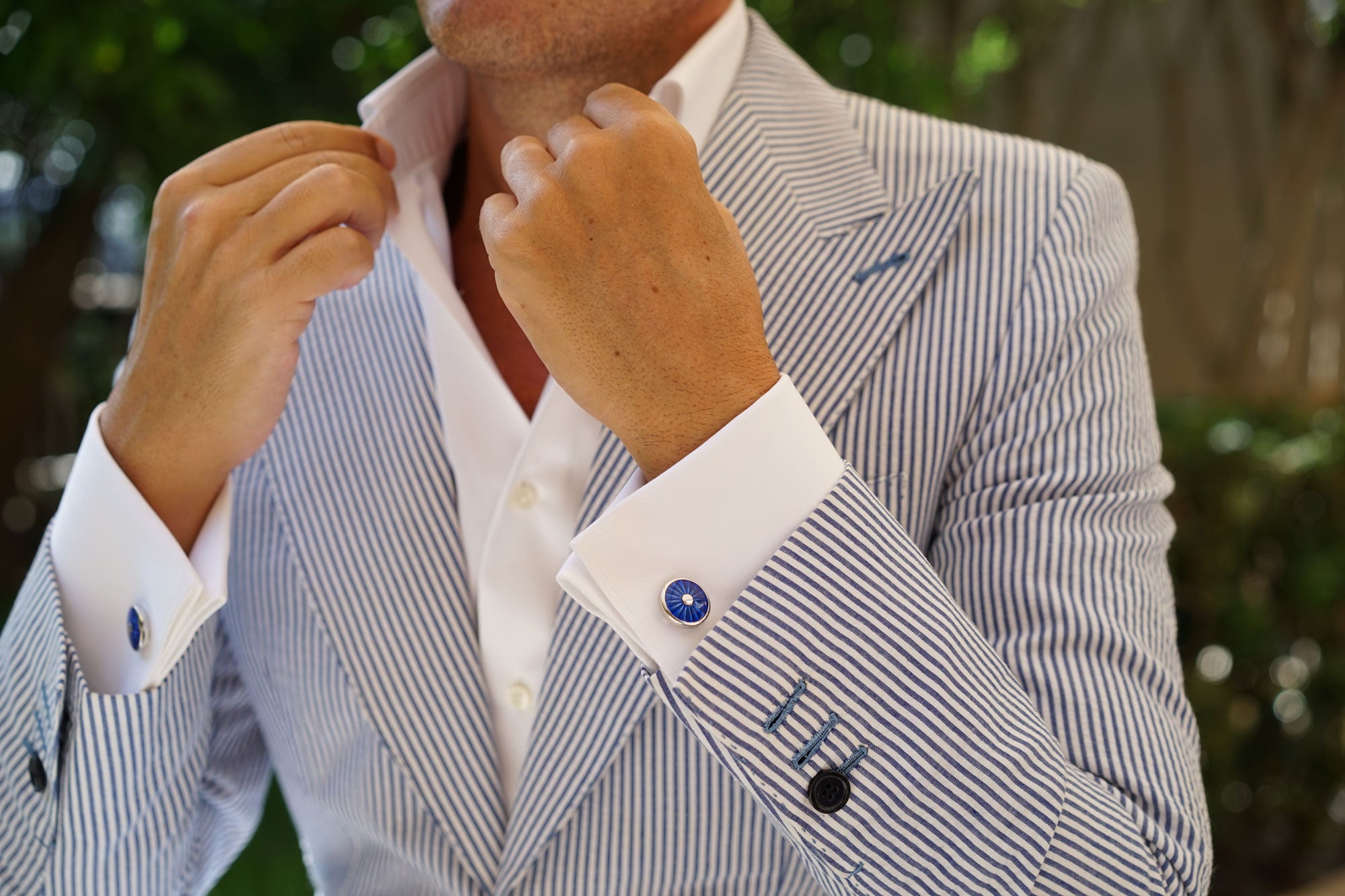 Cerulean Blue Turkish Eye Cufflinks | Silver Evil Eye Round Cuff Links ...