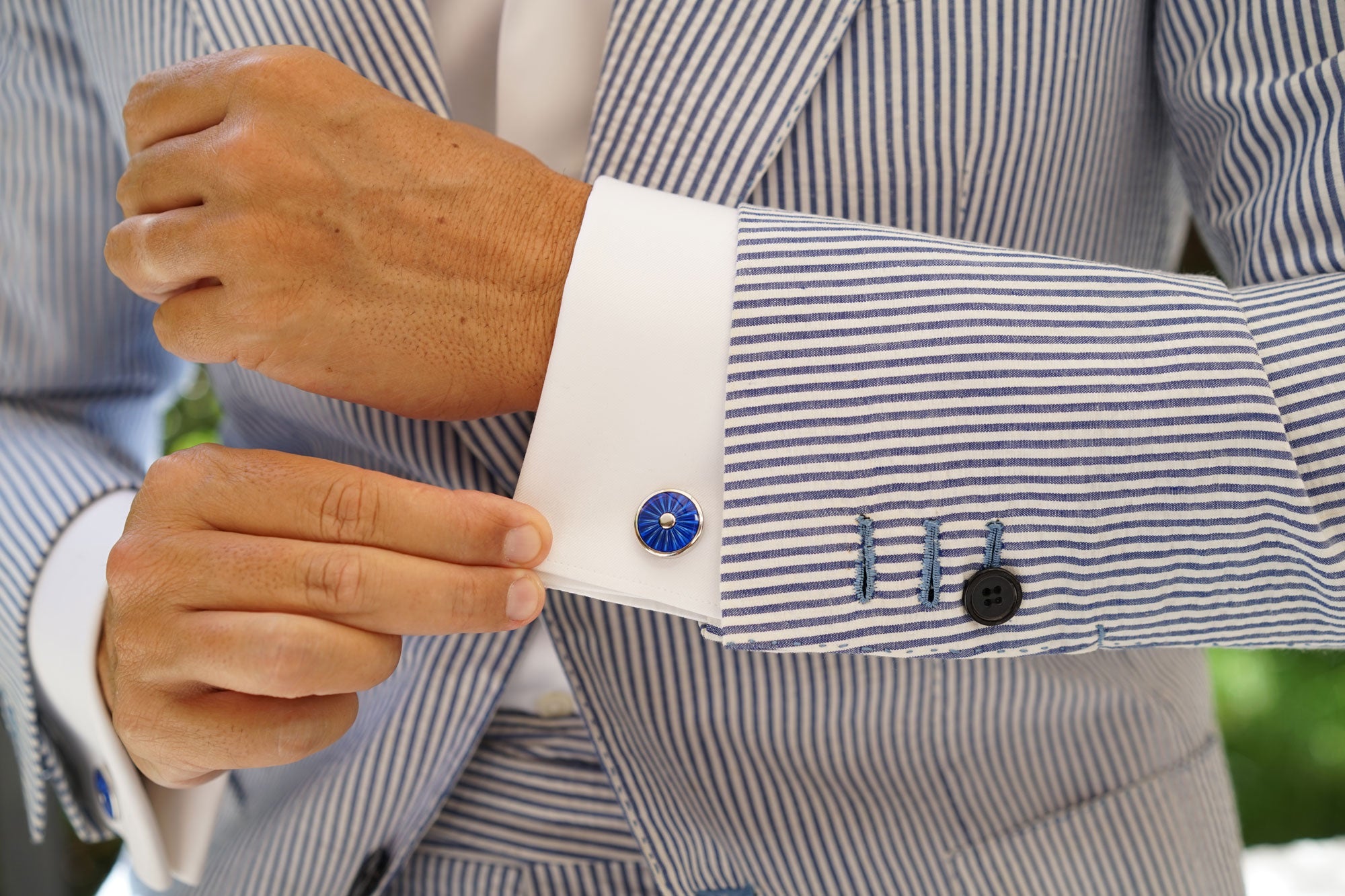 Cerulean Blue Turkish Eye Cufflinks | Silver Evil Eye Round Cuff Links ...